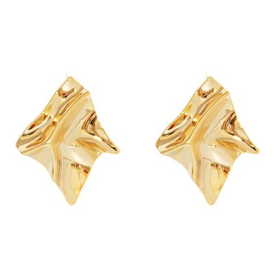 欧美菱形褶皱不规则耳钉