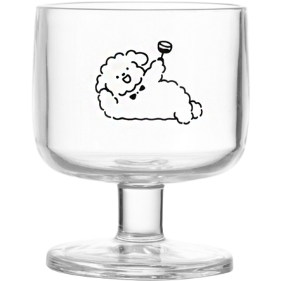 原创简笔画举杯小狗玻璃咖啡杯子