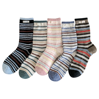 布标撞色羊毛袜子女加厚保暖长袜