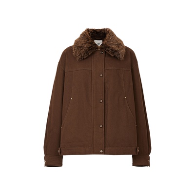 .e1设计师品牌 25冬 可拆卸毛领磨毛牛仔夹克90白鸭绒羽绒服外套