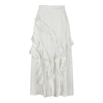 MOUSSY 夏季新品浪漫度假风荷叶边侧开叉半身裙028ISA31-3671