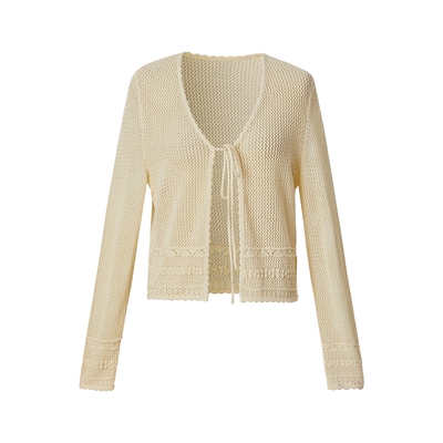 歌莉娅春季镂空针织开衫上衣女