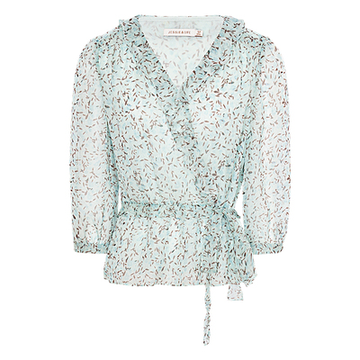 JESSIE系带收腰七分袖碎花上衣女