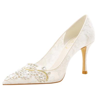 rosecastle水晶网纱婚鞋