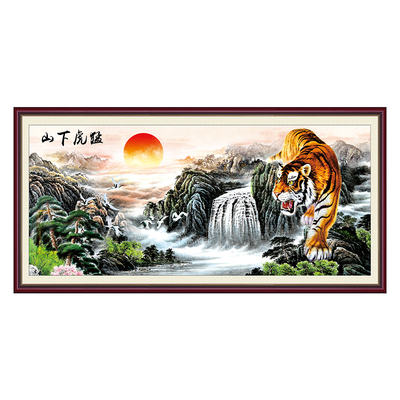 猛虎下山壁画图墙自粘房间