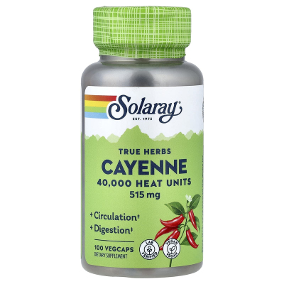 Solaray,True Herbs, Cayenne, 515 mg, 180 VegCaps