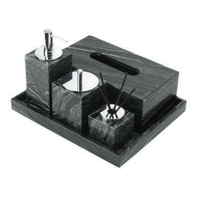 黑色木纹大理石轻奢浴室用品套件