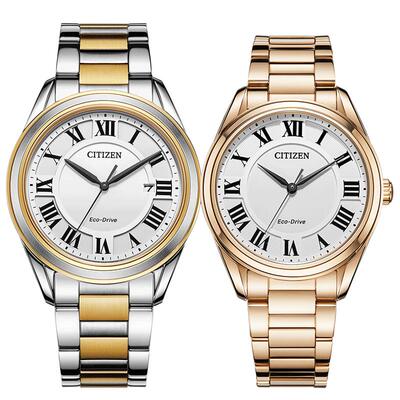 西铁城情侣对表光动能休闲