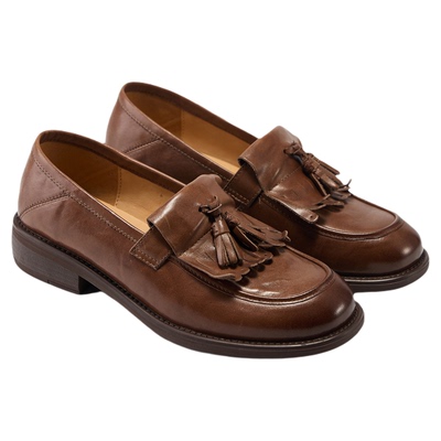 fed复古小皮鞋春季新款女鞋沙影垂痕乐福鞋真皮粗跟单鞋女ZCA118