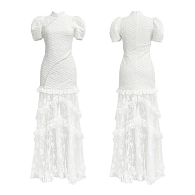 木兰moodxmiura珍珠蕾丝礼服