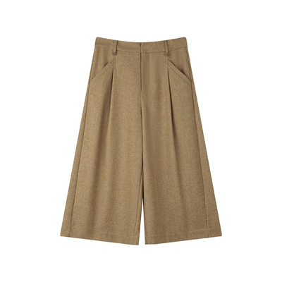 solighter羊毛混纺阔腿七分裤