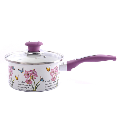 搪瓷韩式风单柄燃气18cm小汤锅锅