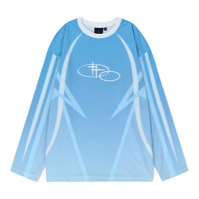 RomanticCrown24秋冬新款圆领长袖T恤宽松运动潮流款赛车衫