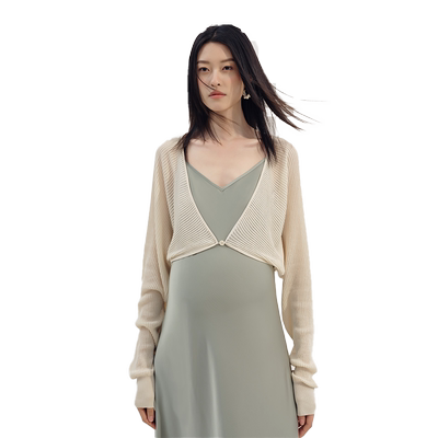 SELLYNEAR孕妇薄款针织衫法式优雅蝙蝠袖镂空莱赛尔天丝凉感开衫