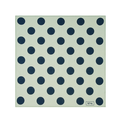 新款大圆点小方巾女绿色波点丝巾