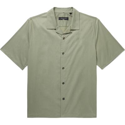 【折扣】RAG & BONE 春夏男士轻盈柔软军绿色梭织短袖衬衫