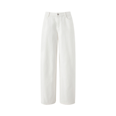 RandieRoom白色复古休闲弯刀裤