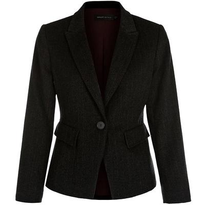 条纹西装外套名师路羊毛通勤