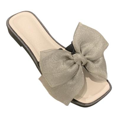 甜美可爱蝴蝶结平底沙滩凉拖鞋