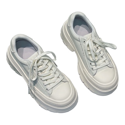 增高松糕底厚底鞋真牛皮板鞋女鞋