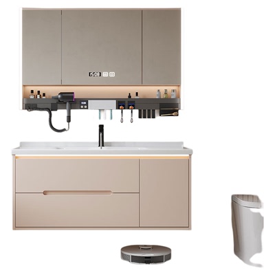 浴室柜格思莉陶瓷一体盆奶油风