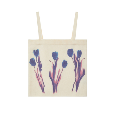 百搭MelindaLi印花修身淑女吊带