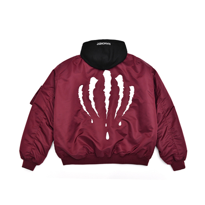 抓痕潮牌棒球领秋冬宽松棉衣男女