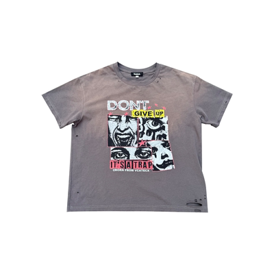 Vcatecx夏季水洗做旧印花T恤短袖