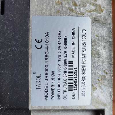 询价佳乐变频器JR6000-1R5G-4-1010A，1.5KW