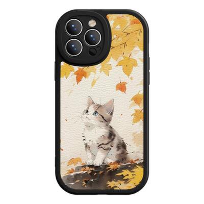 适用苹果17手机壳iPhone14promax新款12mini落叶猫咪16pro液态8plus7p硅胶xr可爱xsmax软x男14plus女6保护套5