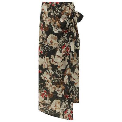 COCOBELLA复古印花绑带半身裙