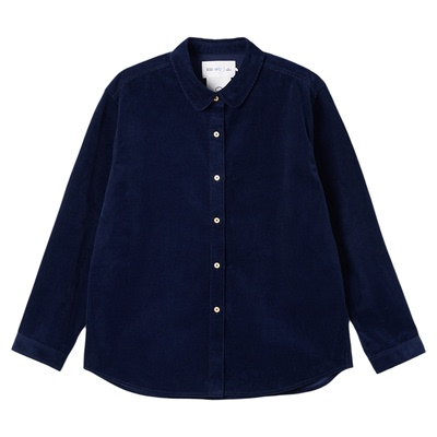 klee klee2026早春新款女装环保棉蓝色灯芯绒衬衫外套K0261JA11