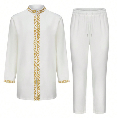 穆斯林男套装两件套刺绣民族服饰