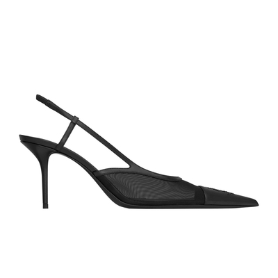 SaintLaurent尖头细跟露跟凉鞋