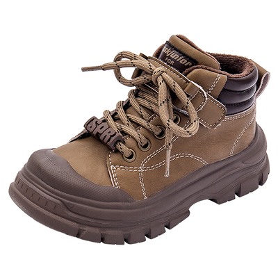 ASK junior冬季儿童马丁靴加绒保暖复古女童靴子2025男童棉靴短靴