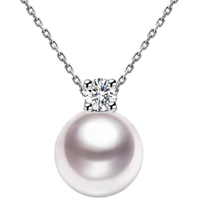 GiO珠宝 18K金Akoya海水珍珠项链女戴妃款钻石单颗吊坠王妃颈链