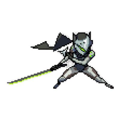 守望先锋岛田源氏像素版反光车贴