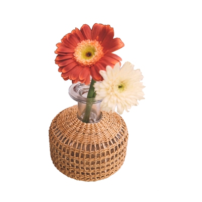 ins玻璃草编熏香瓶居家桌面花瓶