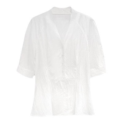 GOLDENBARRY法式V领收腰衬衫夏