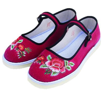 绣花手工上线女布鞋子