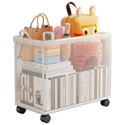 办公室桌下置物架整理筐带轮放包小推车可移动零食柜可折叠收纳架