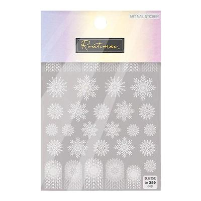 白色飘渺雪花圣诞浮雕美甲贴纸