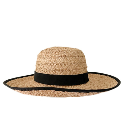 草帽度假法式女春夏卷边包黑边