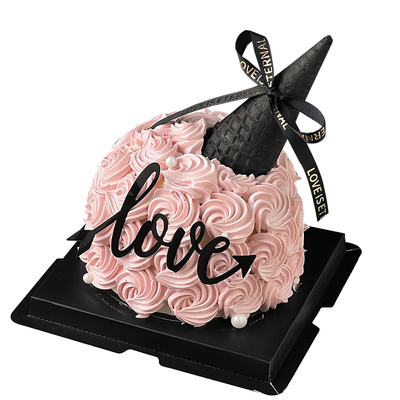 情人节甜筒蛋糕装饰摆件黑色love
