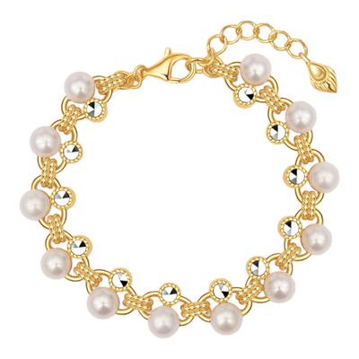 MGS/曼古银风吹麦浪珍珠手链 S925银时尚轻奢手饰送闺蜜礼物