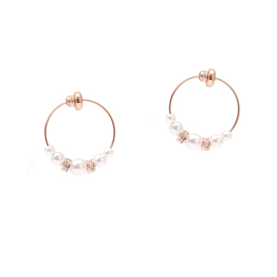 经典微镶水钻人造珍珠弹性耳夹