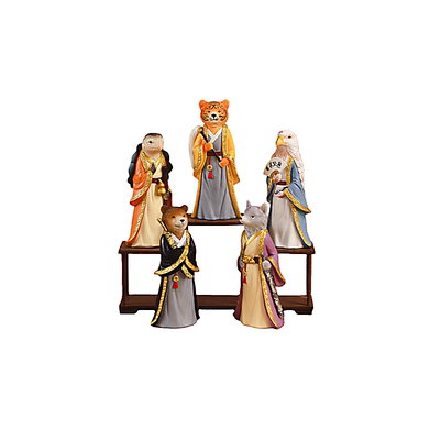 中式禅意五行招财祈福五仙摆件