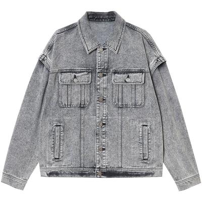 流行牛仔夹克廓形外套开衫男装
