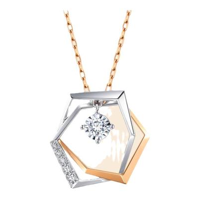 周生生18K金钻石项链套链