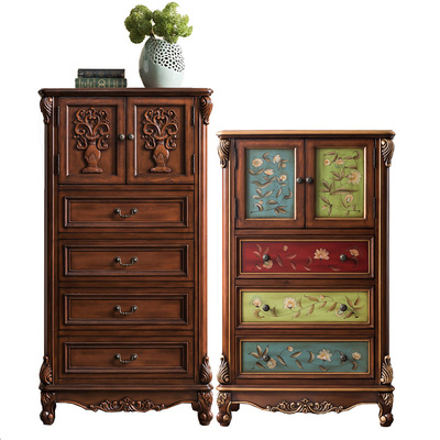 美式实木斗柜复古带门欧式柜子